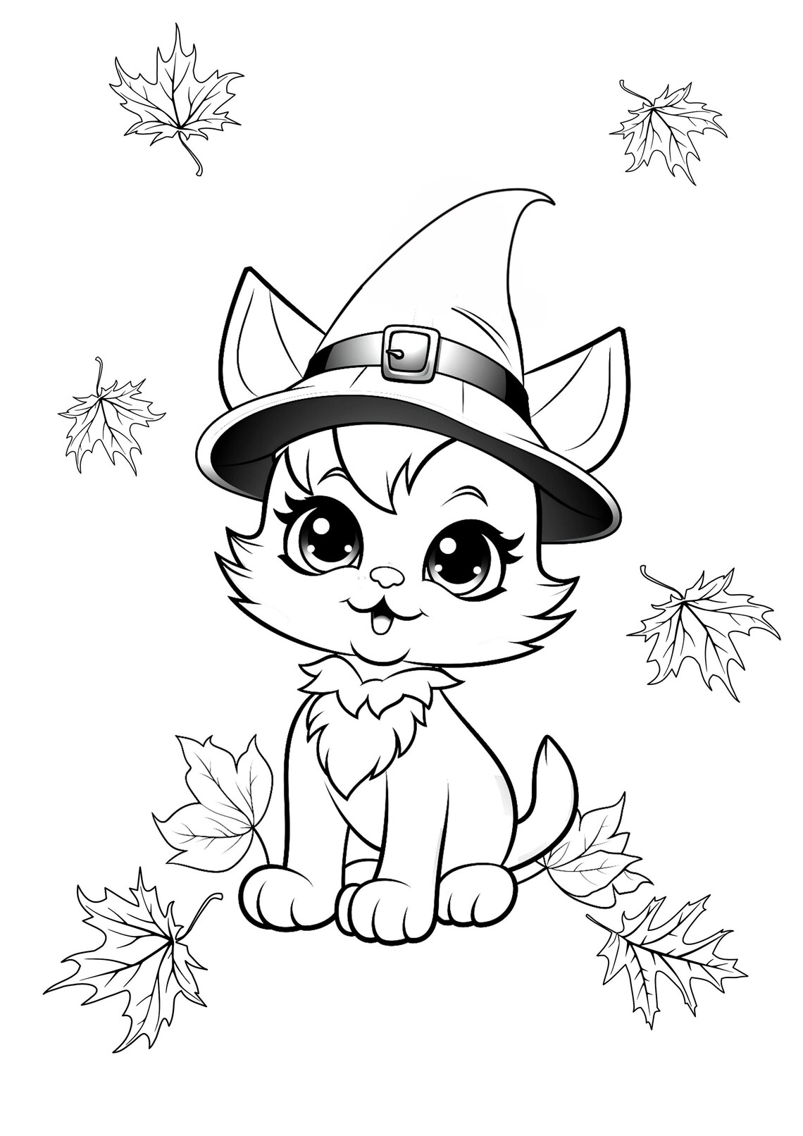PRINTABLE Halloween Coloring Page Witchy Whiskers: Adorable Halloween ...