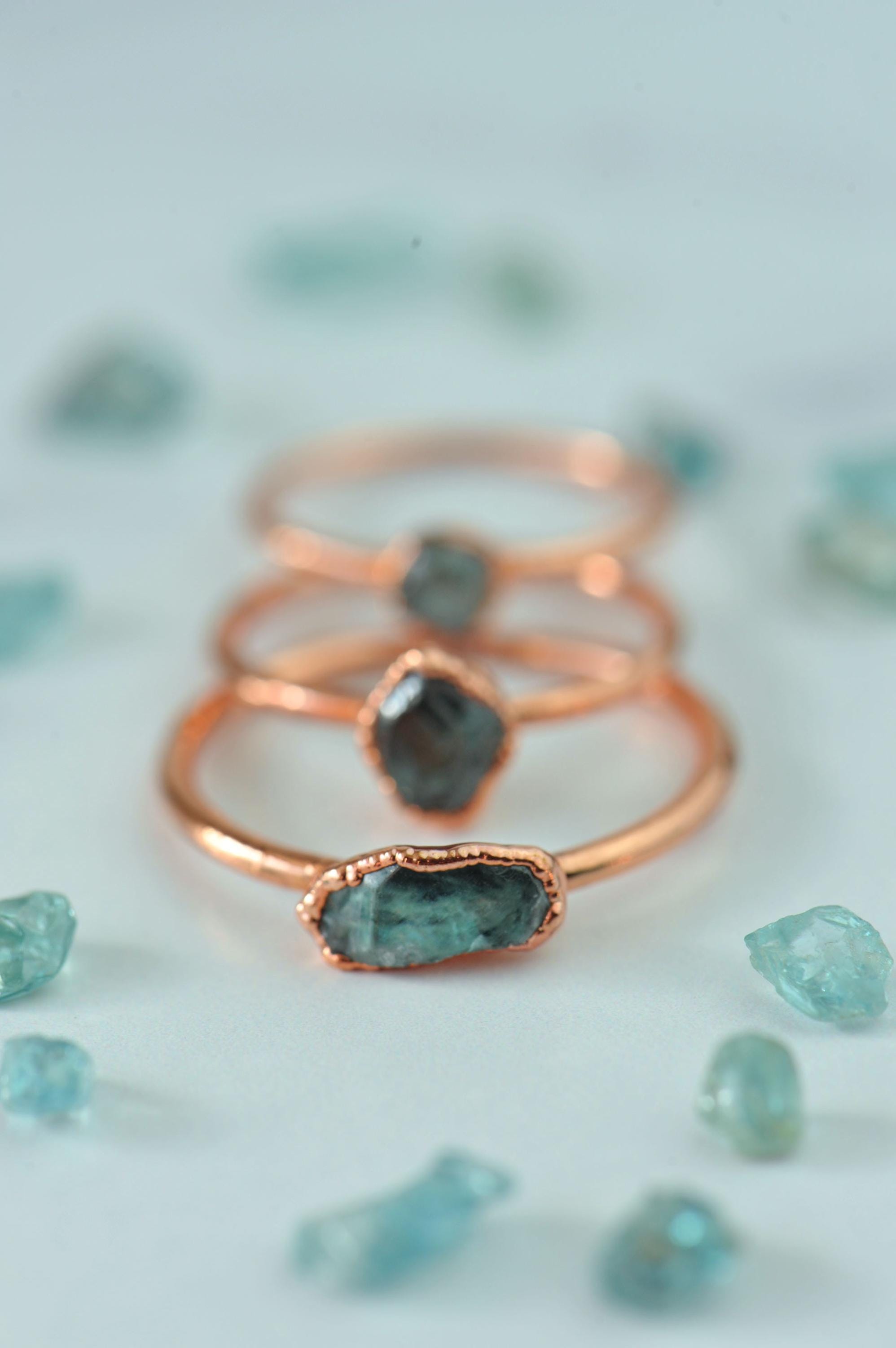 DECEMBER | Blue Zircon + Electroformed Copper Raw Birthstone Collection ...