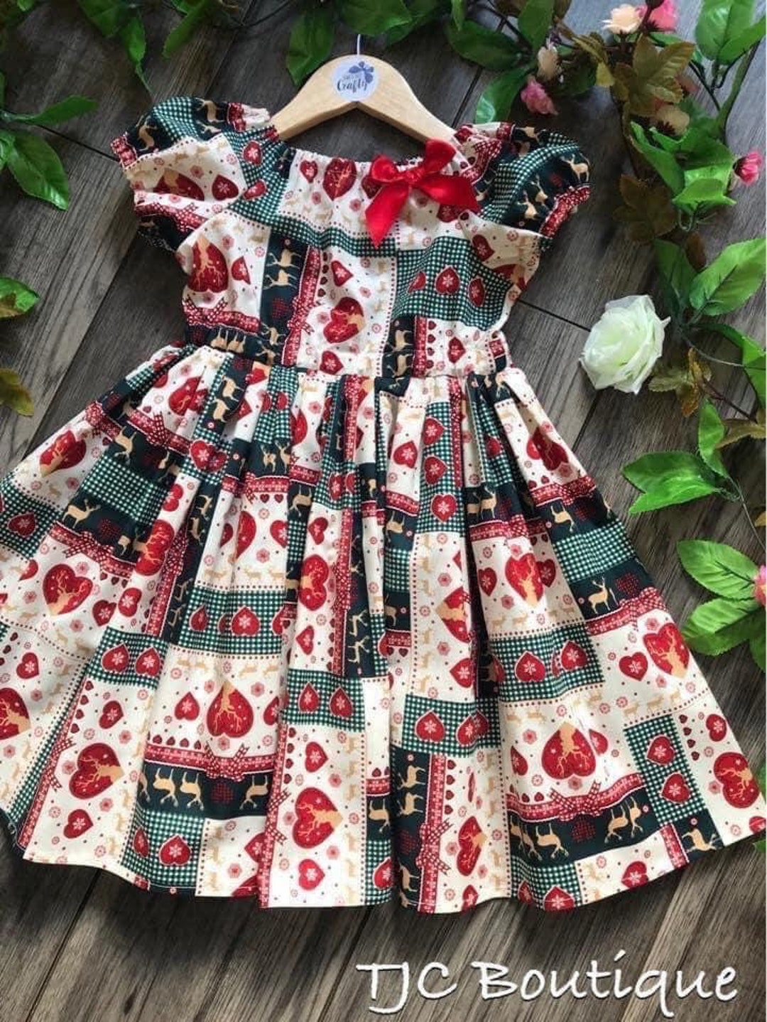 Traditional Classic Christmas Dress Red Green Girls Vintage Style - Etsy
