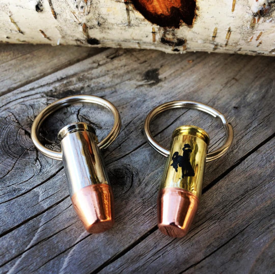 45 Bullet Keychain - Once Fired - Custom Engraved - Handmade - Gifts ...