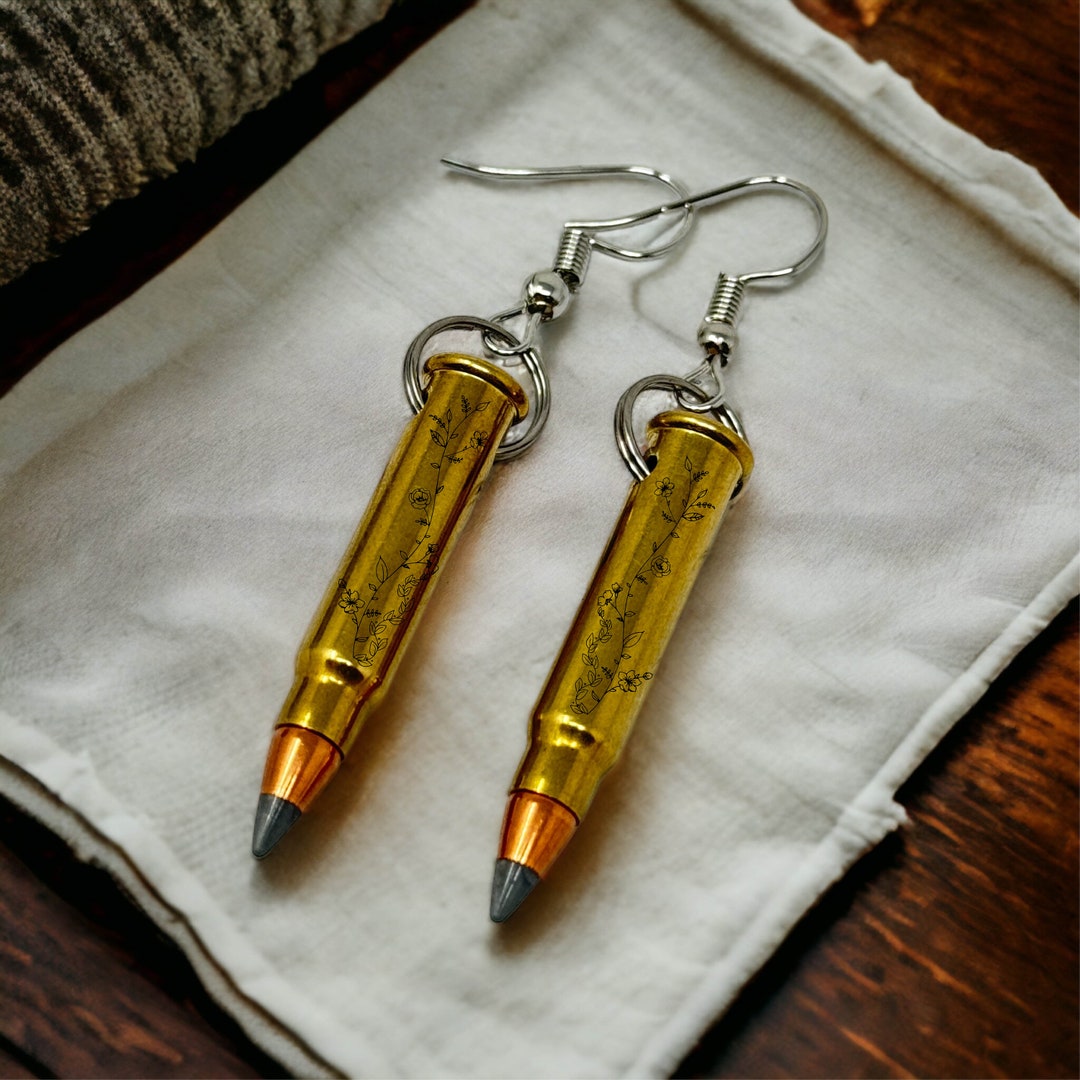 17hmr Bullet Earrings - Custom Engraved - Dangle Earrings - Once Fired ...