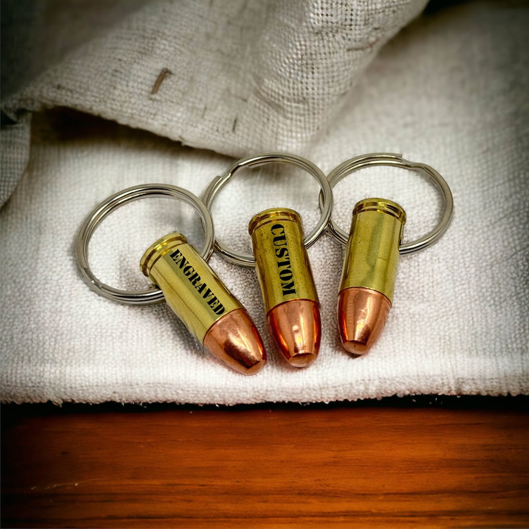 9mm Bullet Keychain -once Fired-custom Engraved-handmade-gifts for Him ...