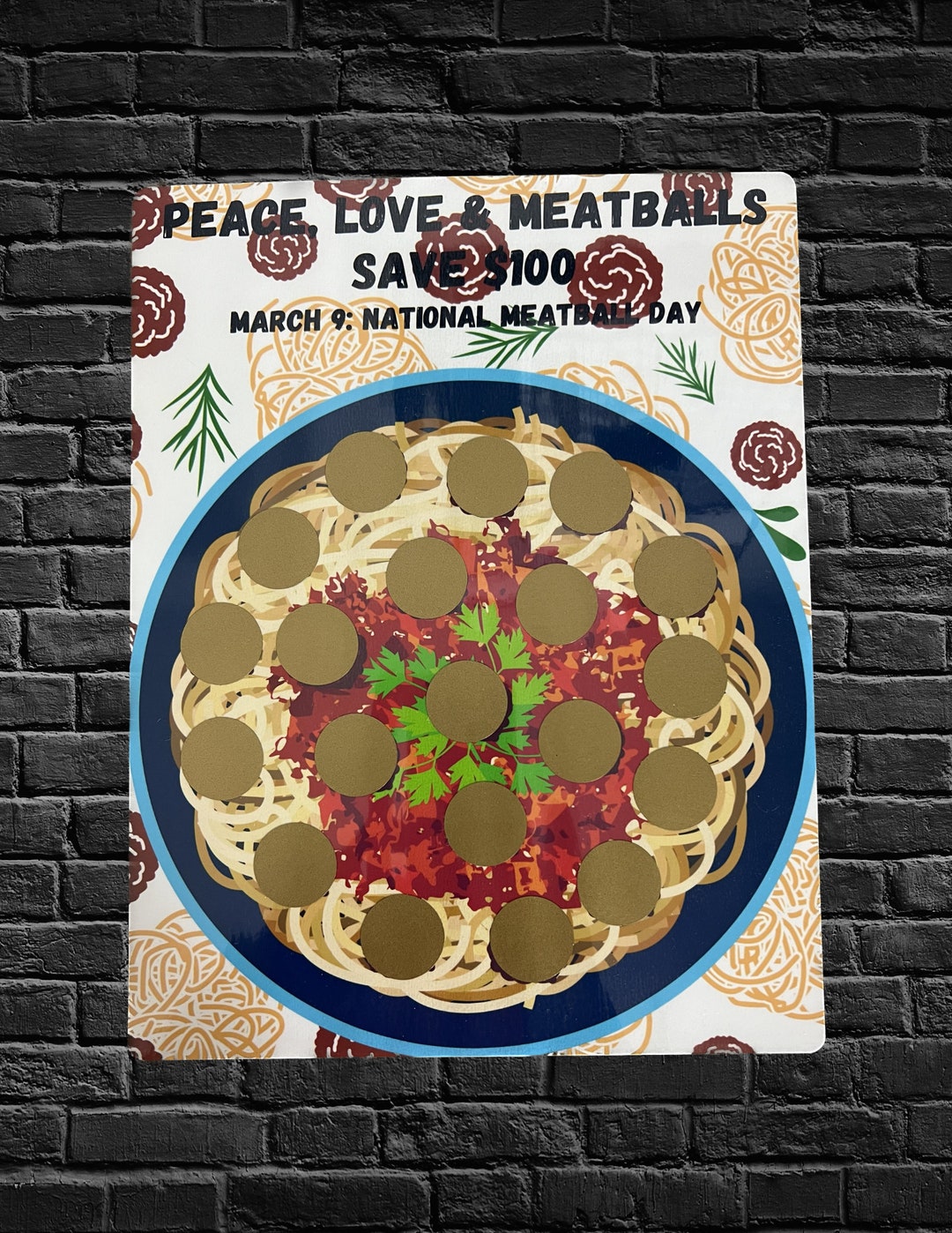 Meatball Scratch off Savings Challenge Save 100 Peace, Love & Meatballs ...