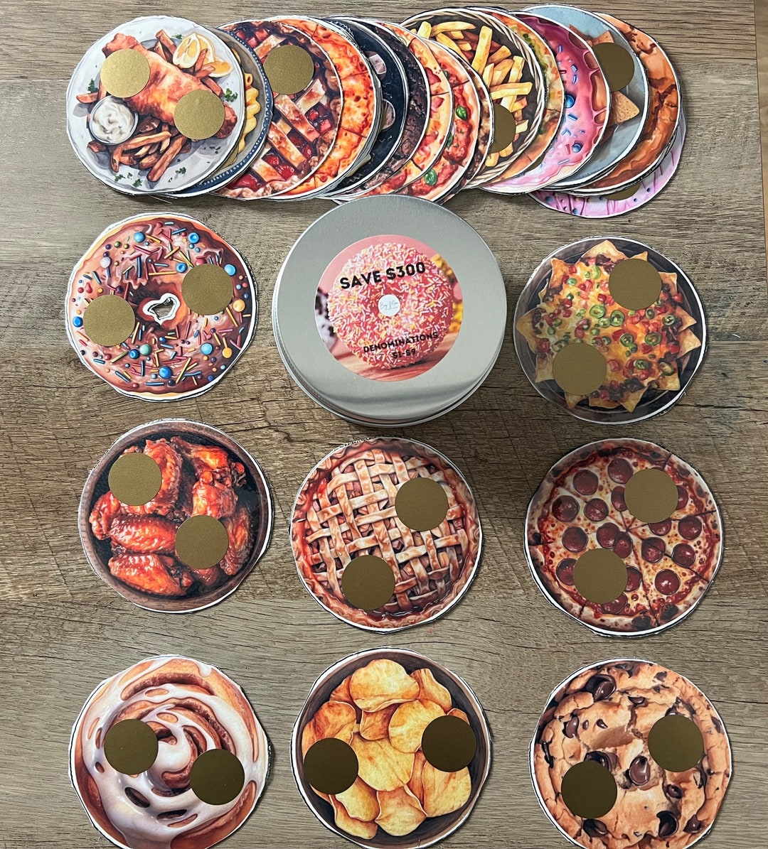 Foodie Cut Out Scratch off Savings Challenge Save 300 30 Laminated Cut ...