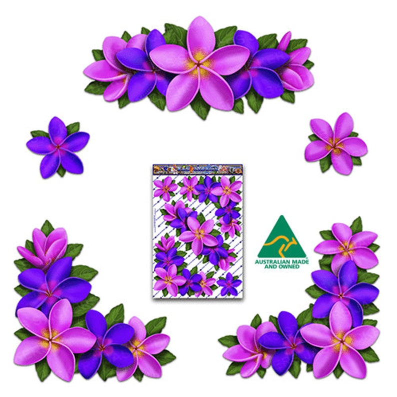 White Frangipani PLUMERIA FLOWER Corners Pack Car Sticker Decal Laptop ...