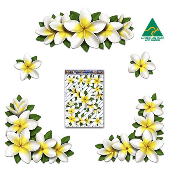 White Frangipani PLUMERIA FLOWER Corners Pack Car Sticker | Etsy