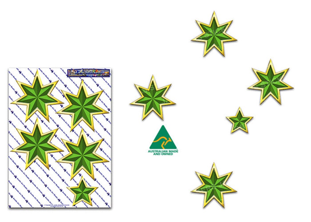 Green/gold SOUTHERN CROSS Stars Aussie Xlarge Car STICKER - Etsy