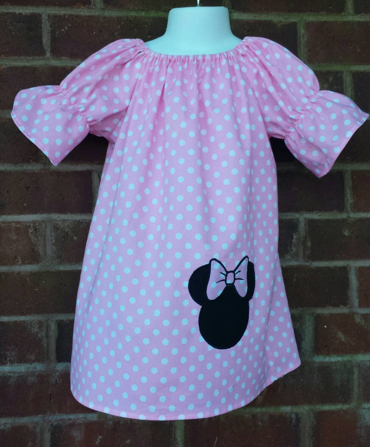Minnie mouse dress / Peasant dress / minnie mouse applique / | Etsy