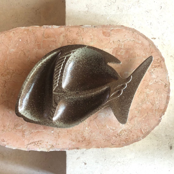 Large Vintage Fish Shaped Serving Platter in Speckled - Etsy