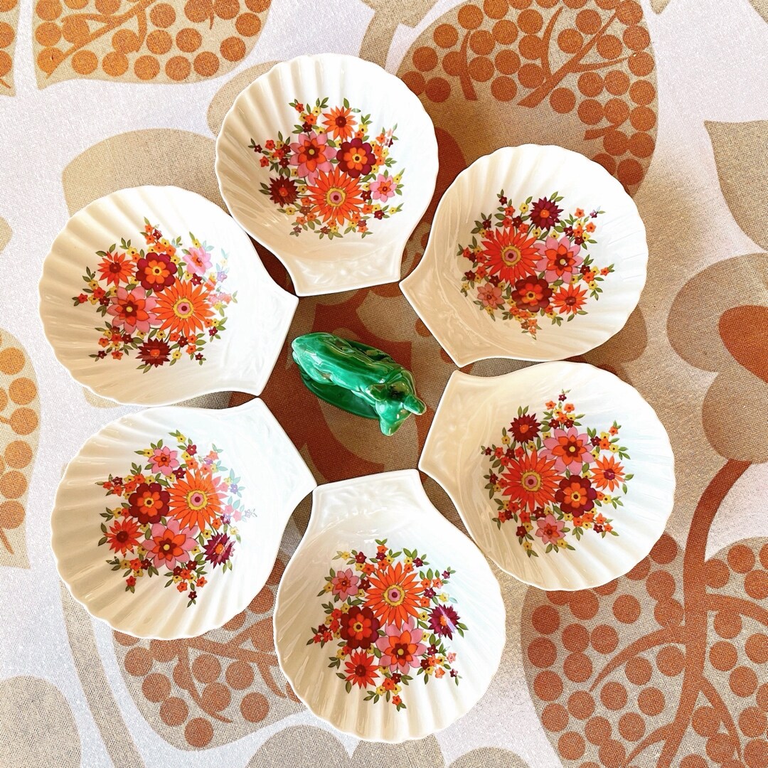Set of 6 Vintage 70’s Apilco Shell Bowl in White Delicate Porcelain ...
