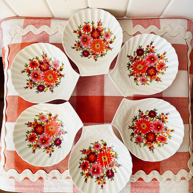 Set of 6 Vintage 70’s Apilco Shell Bowl in White Delicate Porcelain ...
