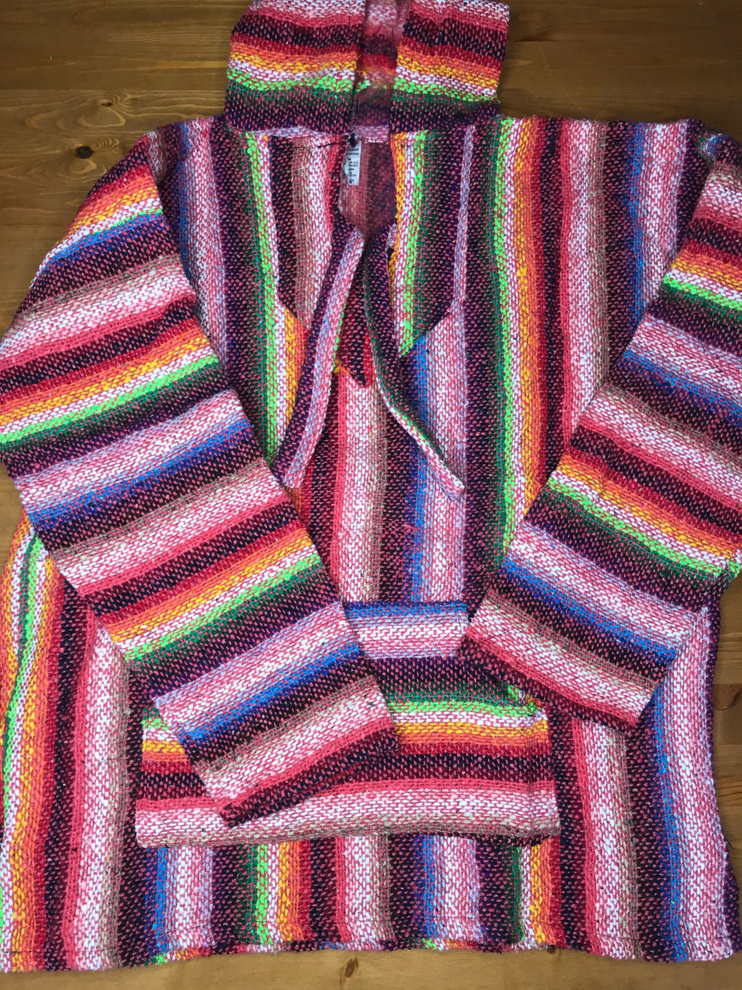 Size LARGE Handmade ADULT Made in Mexico Baja Surf Poncho -SOFT Inside ...