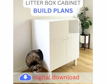 Cat Double Litter Box Cabinet Build Plans, DIY Litter Box Plans, Cat ...