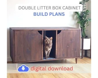 Cat Double Litter Box Cabinet Build Plans, DIY Litter Box Plans, Cat ...