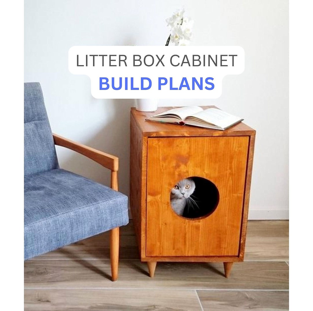 Cat Litter Box Cabinet Build Plans, DIY Litter Box Plans, Cat Furniture ...