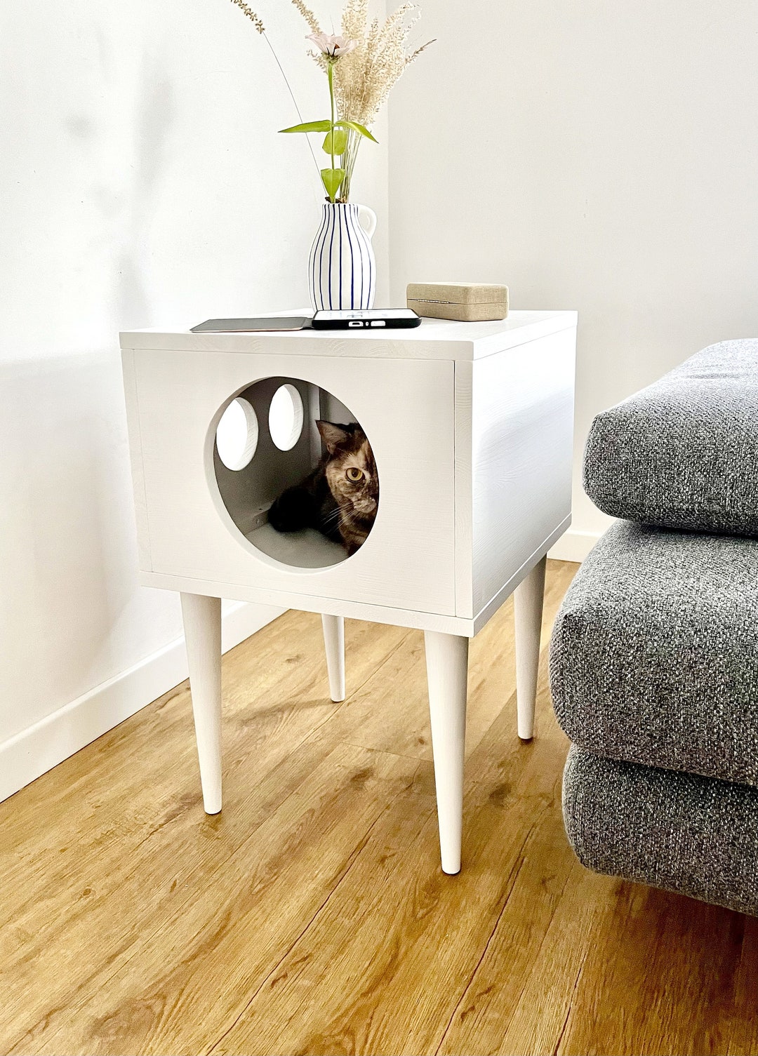 Modern Raised Cat House, Cat Bed, Cat Hideaway, Cat Furniture - Etsy