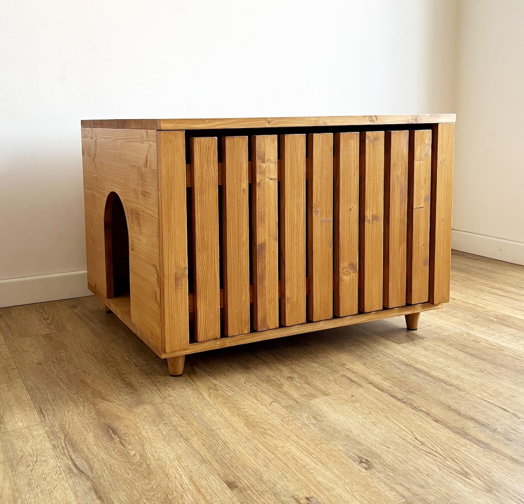 Modern Bunny Litter Box Cabinet With Hay Feeder: Wooden Bunny Hutch - Etsy