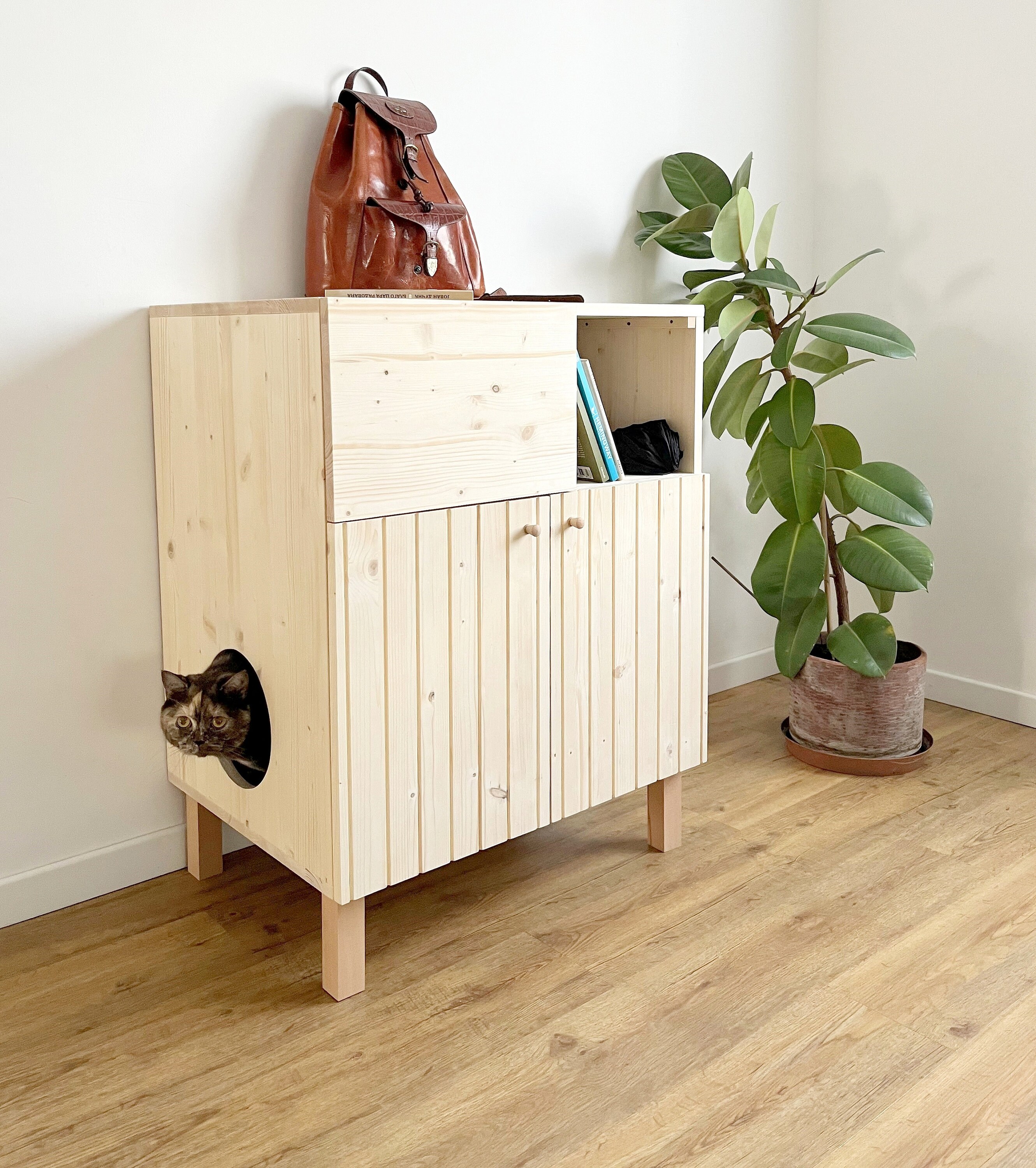 Modern Cat Litter Box Cabinet Build Plans: DIY Cat Furniture (digital ...