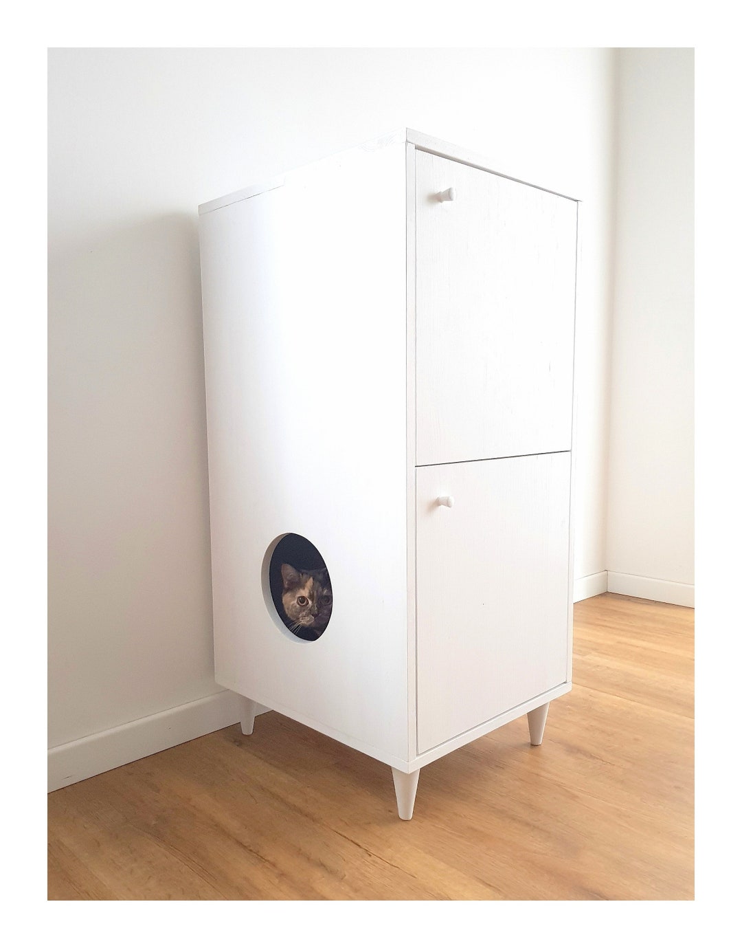 Modern Cat Litter Box Cabinet With Storage, Cat Litter Box Enclosure ...