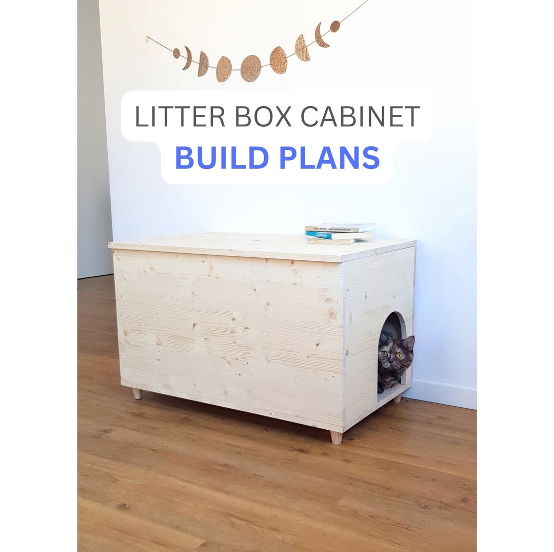 Cat Litter Box Cabinet Build Plans, DIY Litter Box Plans, Cat Furniture ...