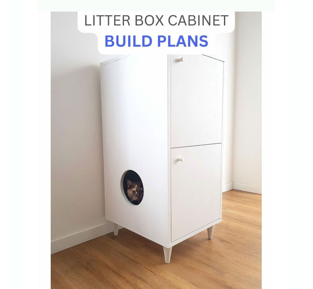 Modern Litter Box Cabinet Build Plans, DIY Cat Litter Box Plans, Cat ...