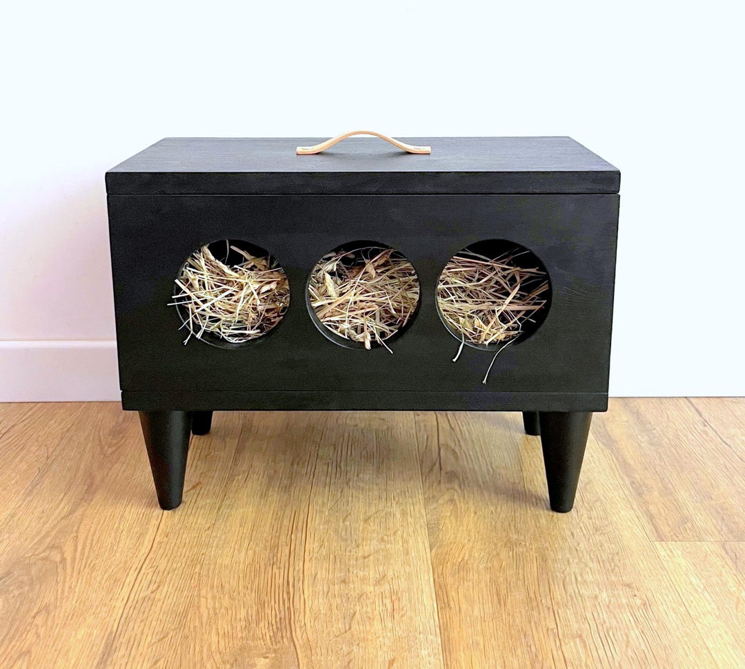 Elevated Rabbit Hay Feeder: Modern Wood Bunny Hay Rack - Etsy
