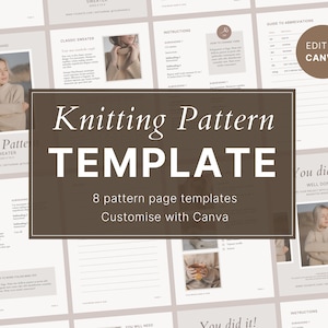 Neutral Scandi Knitting Pattern Template | Canva Template | A4 PDF ...