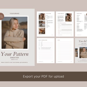Neutral Scandi Knitting Pattern Template | Canva Template | A4 PDF ...
