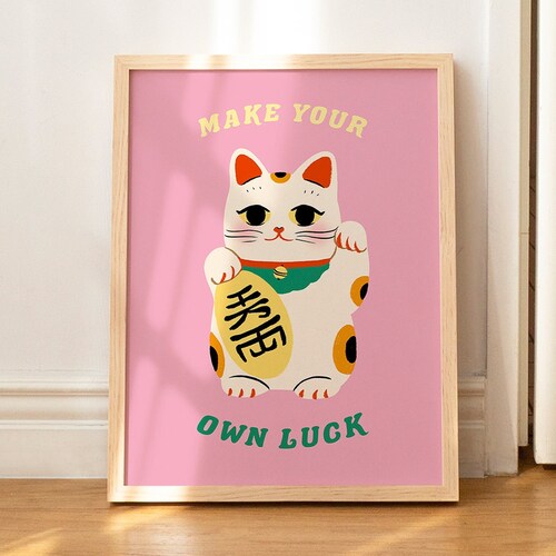 Maneki Neko Print Lucky Cat Wall Art Wall Decor Japanese - Etsy
