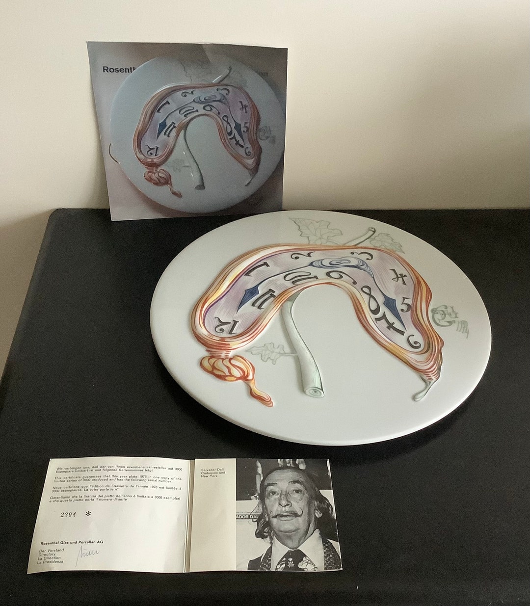 Rosenthal Plate Salvador Dali Melting Clock Plate, 1976. With Signed ...