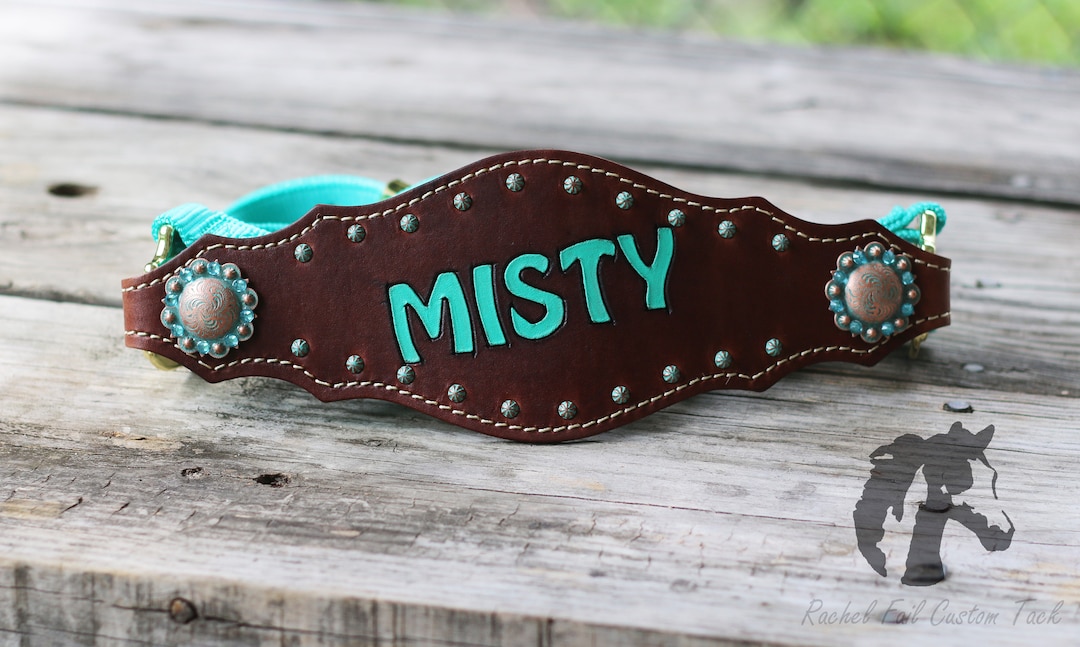 Slanted Text Bronc Halter Noseband Personalized Leather Horse Tack - Etsy