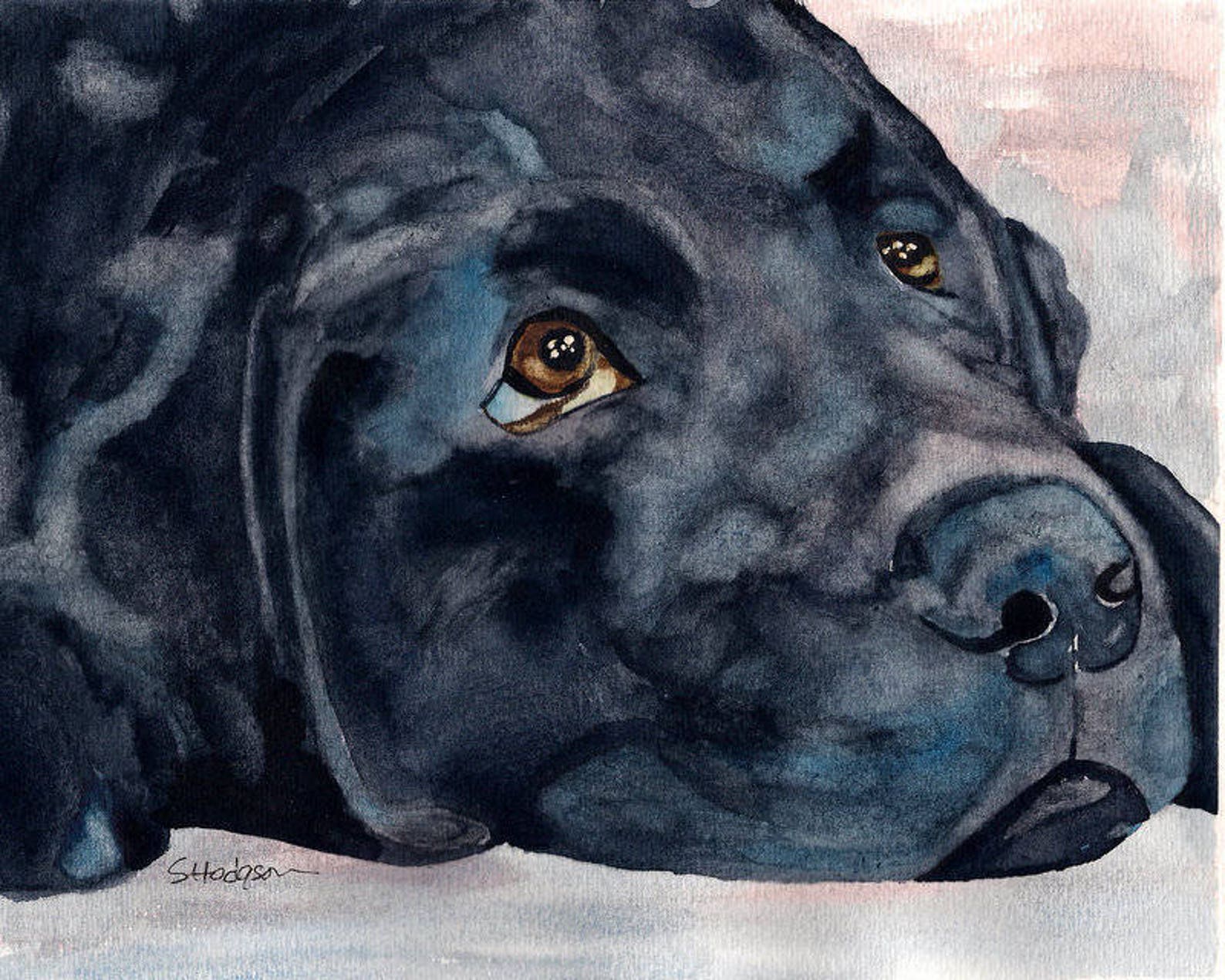 Black Lab Pet Portrait - Etsy