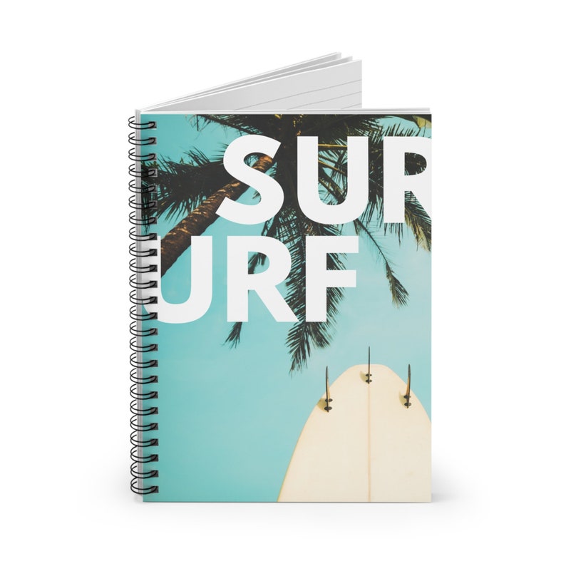 Surfing Tropical Surfboard Spiral Notebook Ruled Line Gift for Him ...