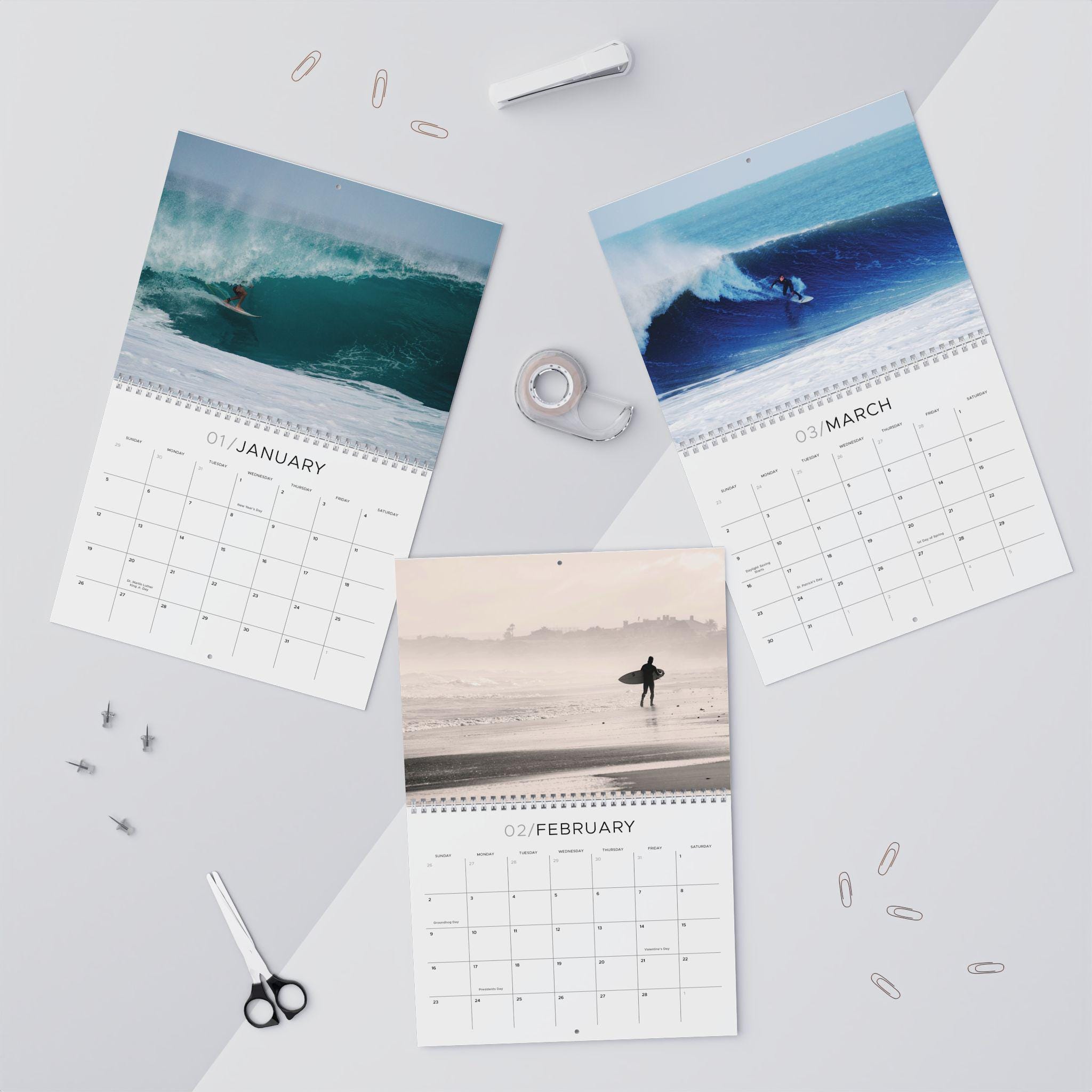 2025 Surfing Wall Calendar 8.5x11 Letter Size Calendar Surf Calendar ...