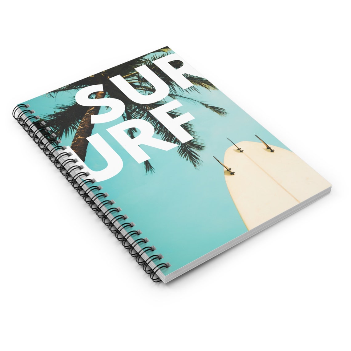 Surfing Tropical Surfboard Spiral Notebook Ruled Line Gift for Him ...