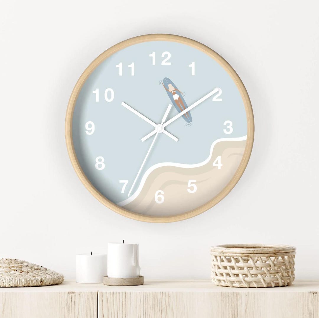 Blonde Surfer Girl Wall Clock Blonde Surf Present Surfer Girl ...