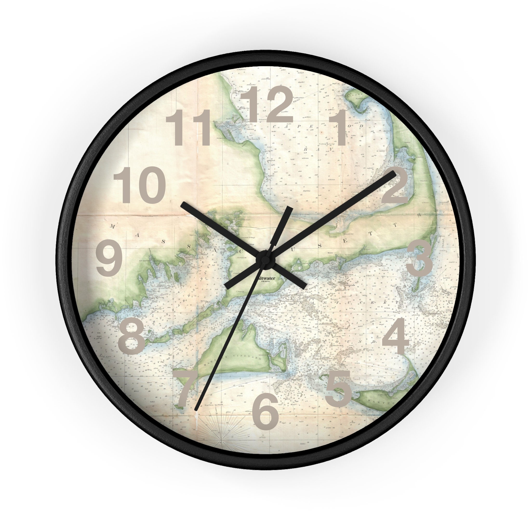 Cape Cod and the Islands Map Wall Clock Beach Cape Cod Beach Clock ...