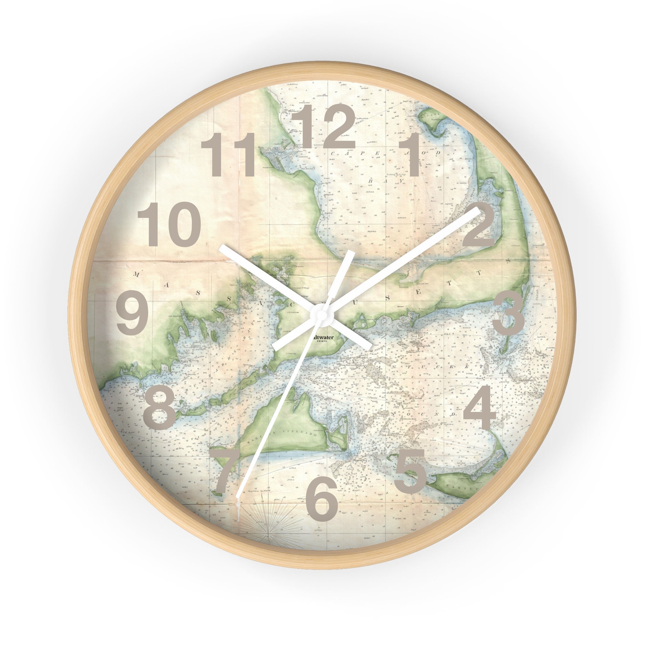 Cape Cod and the Islands Map Wall Clock Beach Cape Cod Beach Clock ...