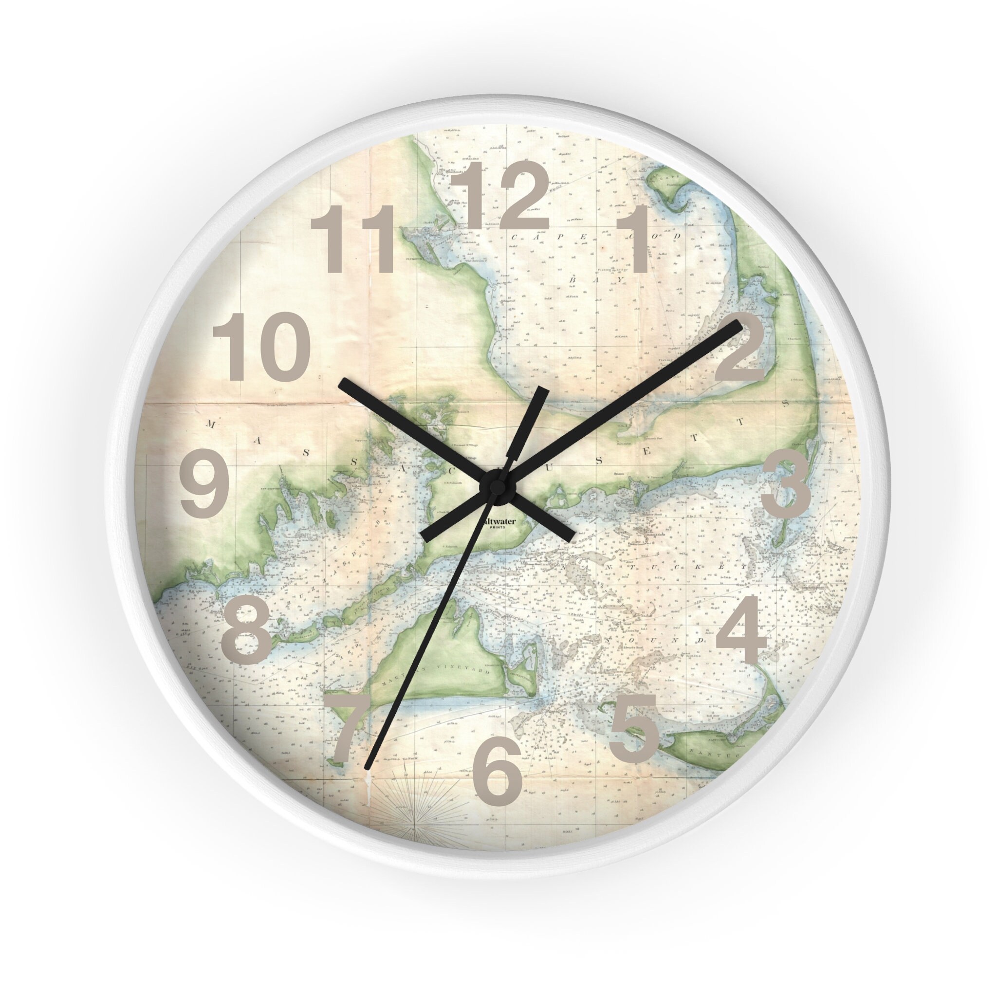 Cape Cod and the Islands Map Wall Clock Beach Cape Cod Beach Clock ...