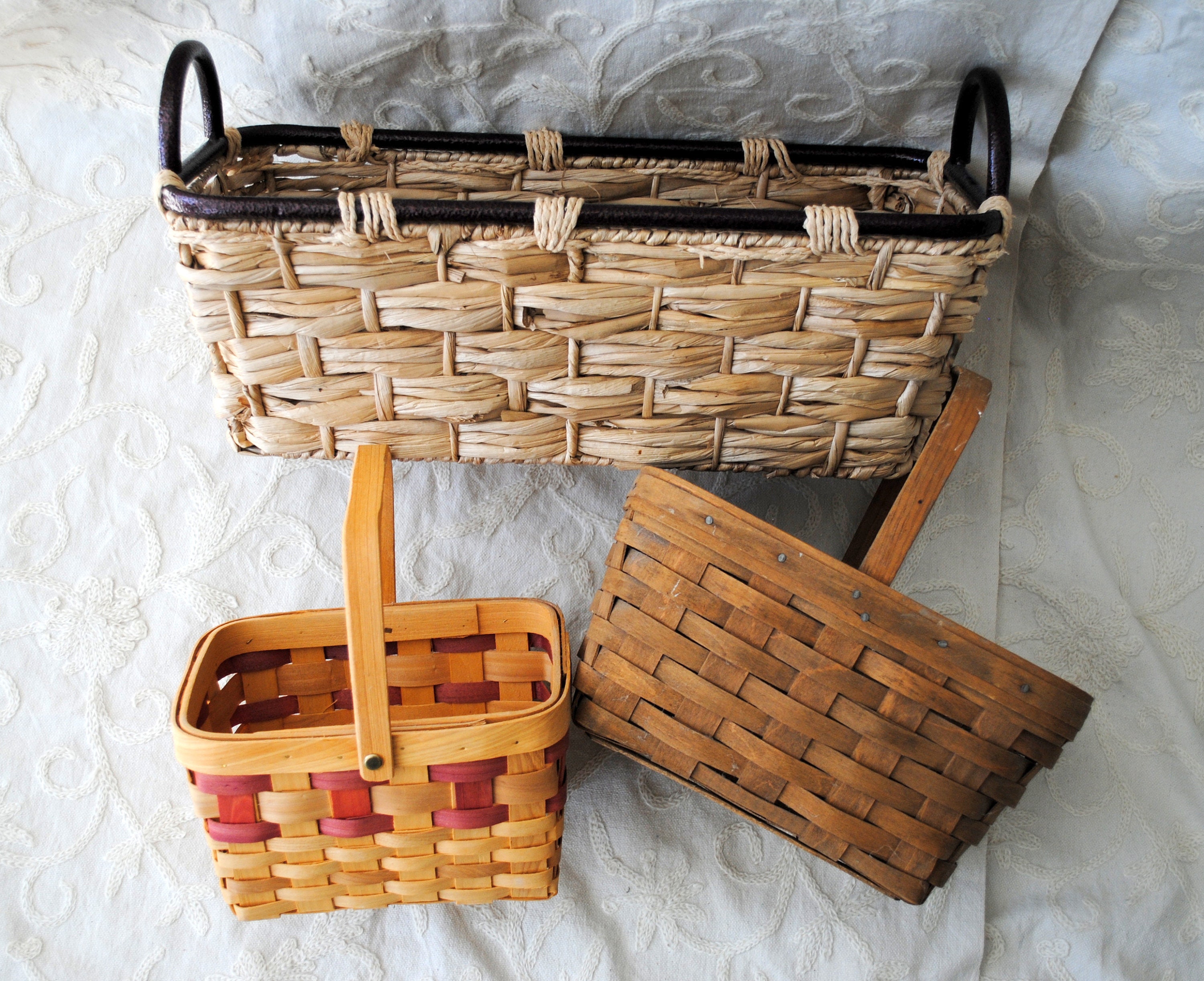 Rustic Vintage Baskets Set of 3 Beautiful Baskets Longaberger and ...
