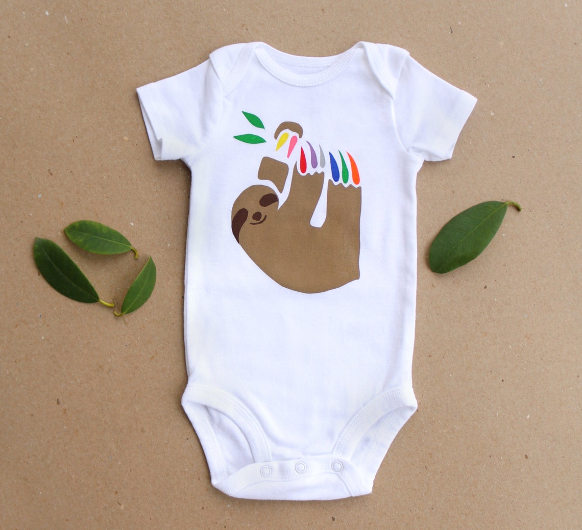 Sloth Baby One-piece Bodysuit / Sloth Baby Clothes / Rainbow | Etsy