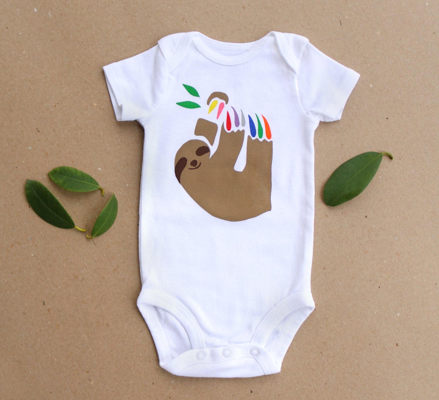 Sloth Baby One-Piece Bodysuit / Sloth Baby Clothes / Rainbow | Etsy
