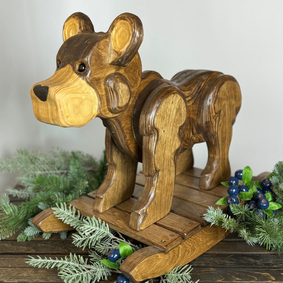 Handcrafted Wooden Rocking Bear Toy | Heirloom Ride-on for Toddlers - Etsy