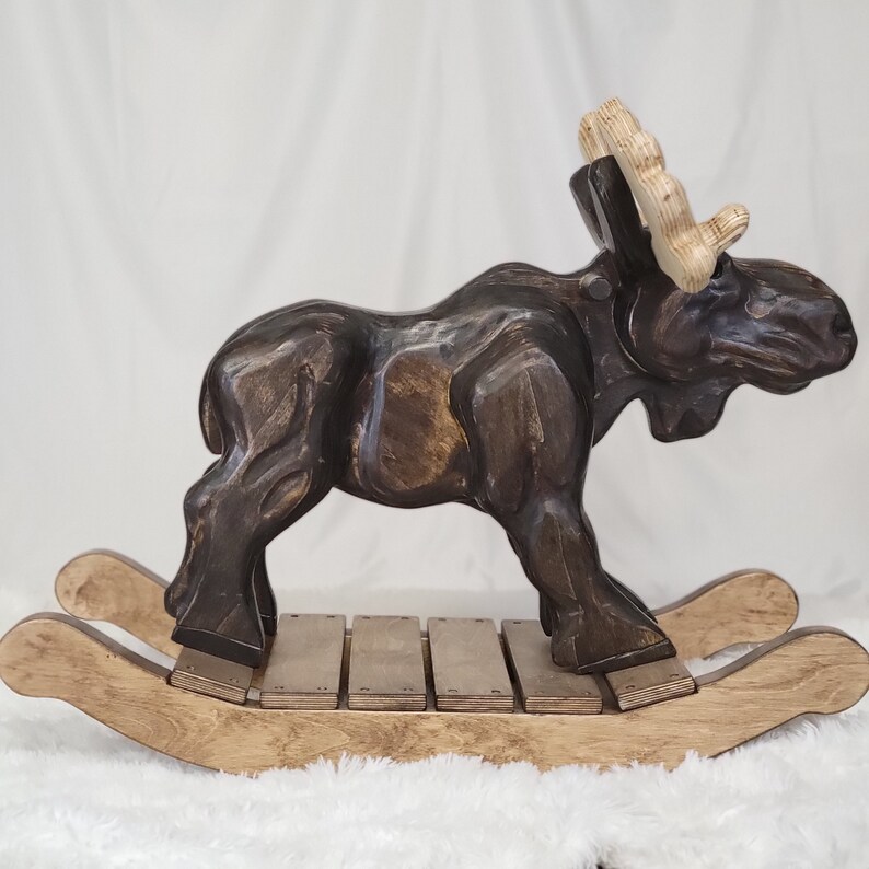Carved Wooden Rocking Moose Rocking Horse for Toddler - Etsy