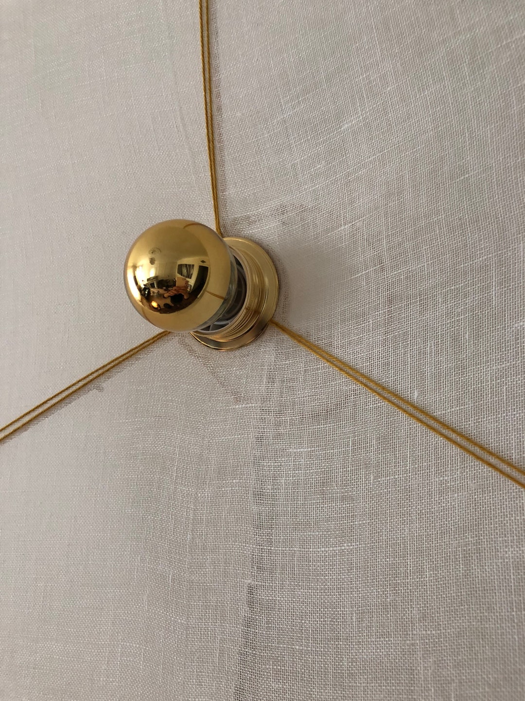 Fixed Wall Light in Linen Veil With Brass Finish D.45 Cm LUNA wiring ...