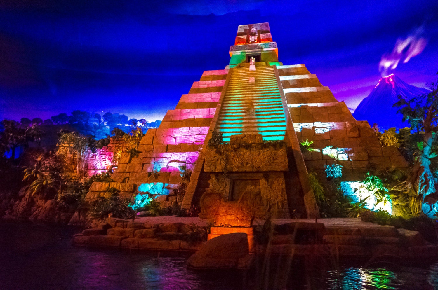Neon Pyramid at Epcot in the Mexico Pavilion in Orlando, Florida at ...