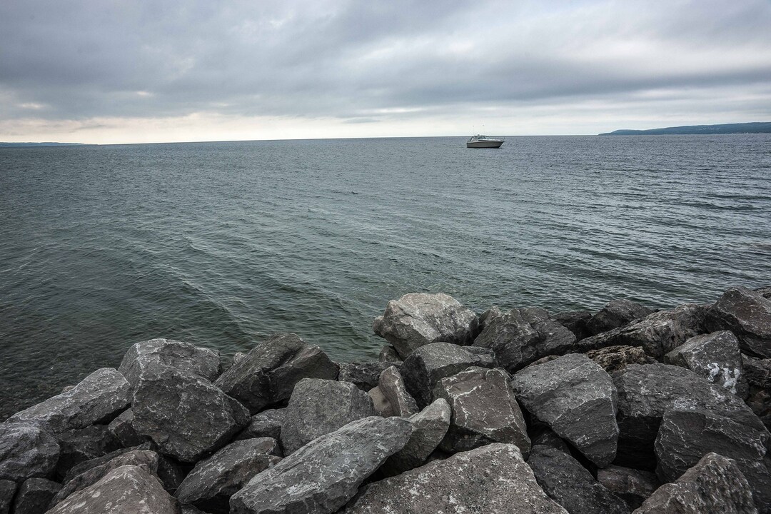 Boat in Petoskey Lake Michigan on the Rocks Photograph Print 18 X12 - Etsy