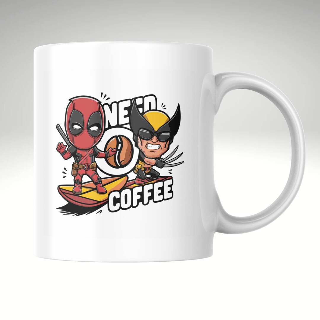 Need Coffee Chibi Deadpool & Wolverine Mug Fun Superhero Coffee Mug - Etsy