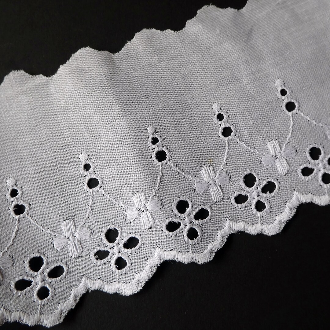 2 Metres White Broderie Anglaise Lace Trim, 9 Cms Wide - Etsy