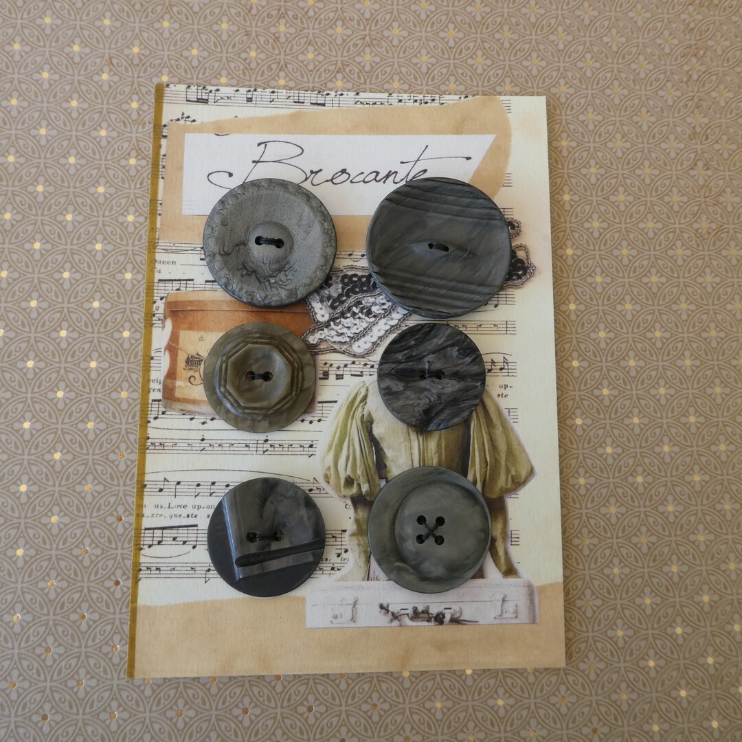 Six Vintage Grey Art Deco Buttons, Large Buttons - Etsy